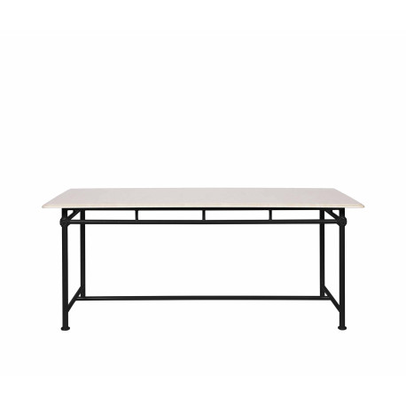 Black rectangular table in aluminum with white marble top